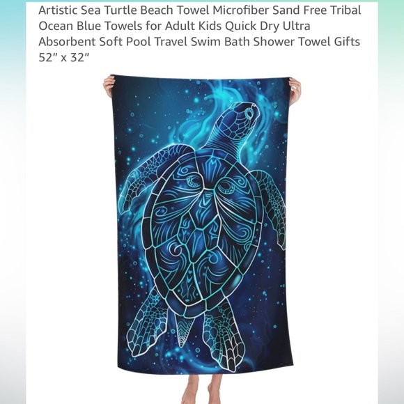 Bath | Nwt Artistic Sea Turtle Beach Towel Blue | Poshmark